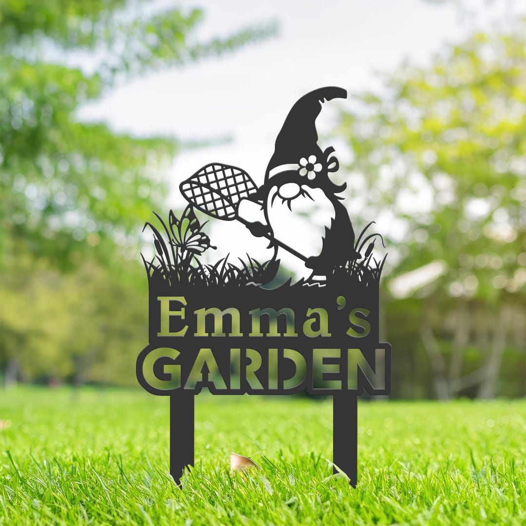 Personalized Gnome Metal Garden Sign, Custom Yard Sign With Stake ...