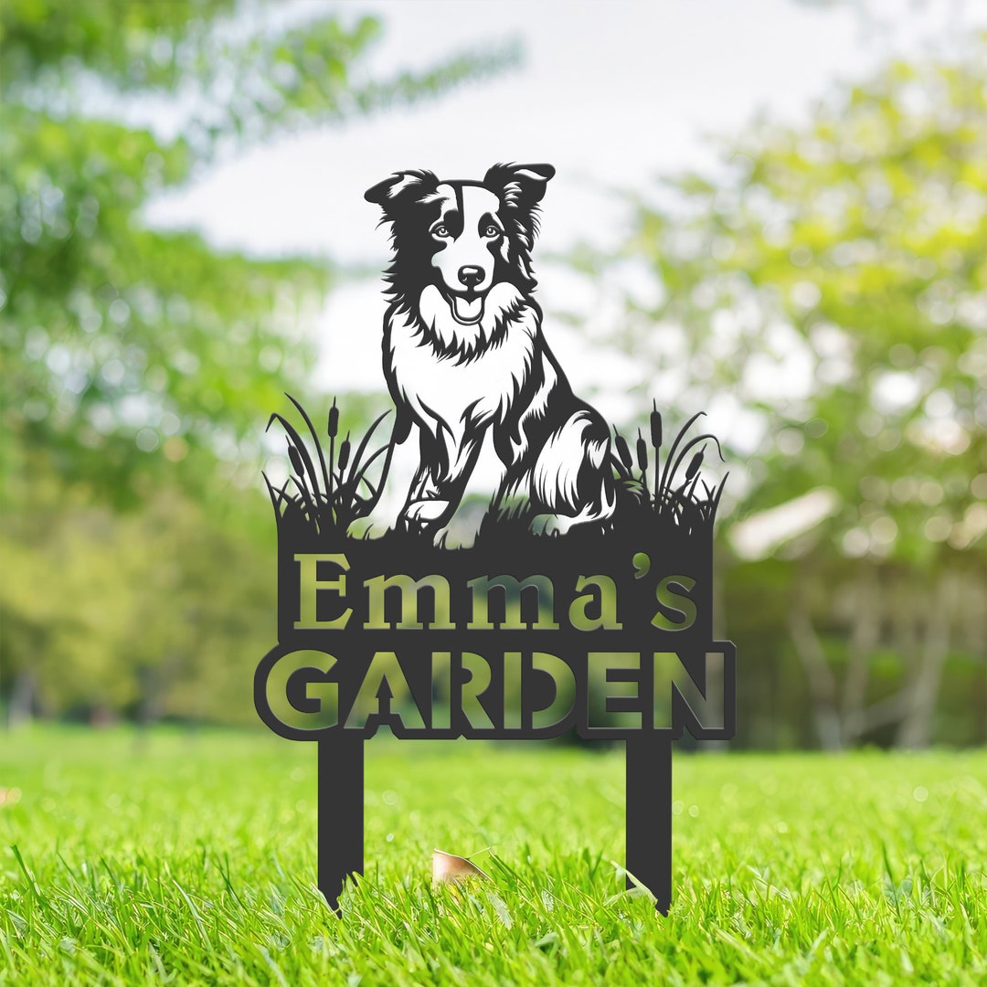 Personalized Collie Dog Metal Garden Sign, Custom Yard Decor - Etsy