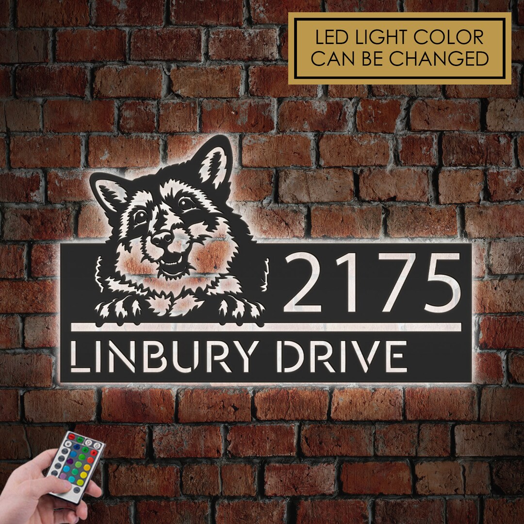 Personalized Peeking Fox Metal Address Sign With LED Lights House ...