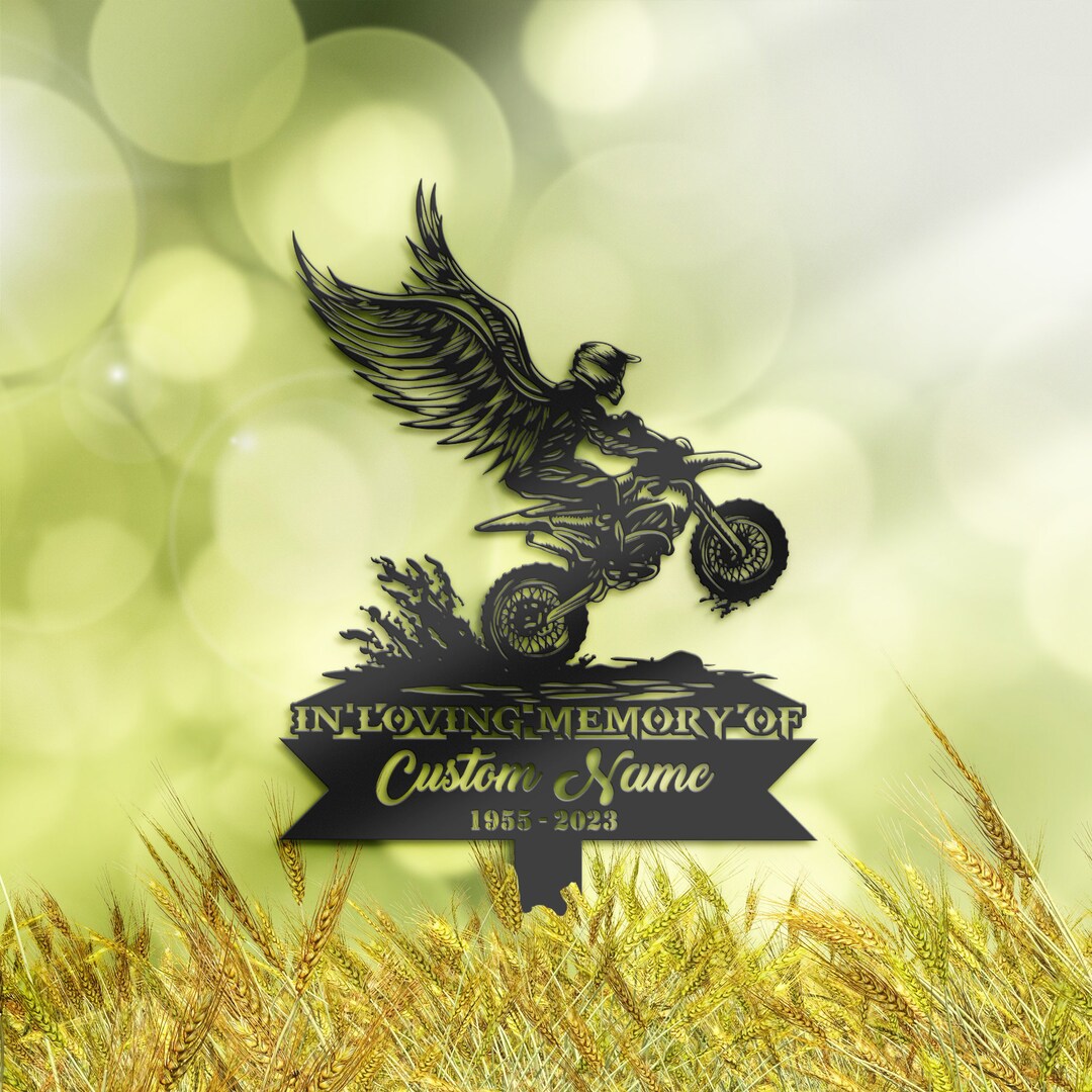 Personalized Dirtbike Motocross Biker Memorial Stake, Metal Stake ...