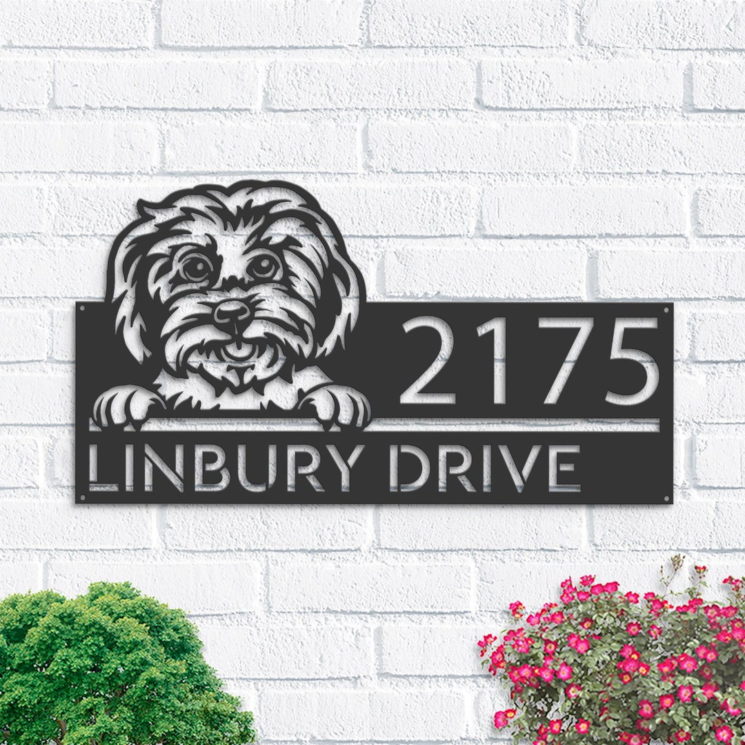 Personalized Maltese Dog, Cute Puppy Metal Address Sign House Number ...