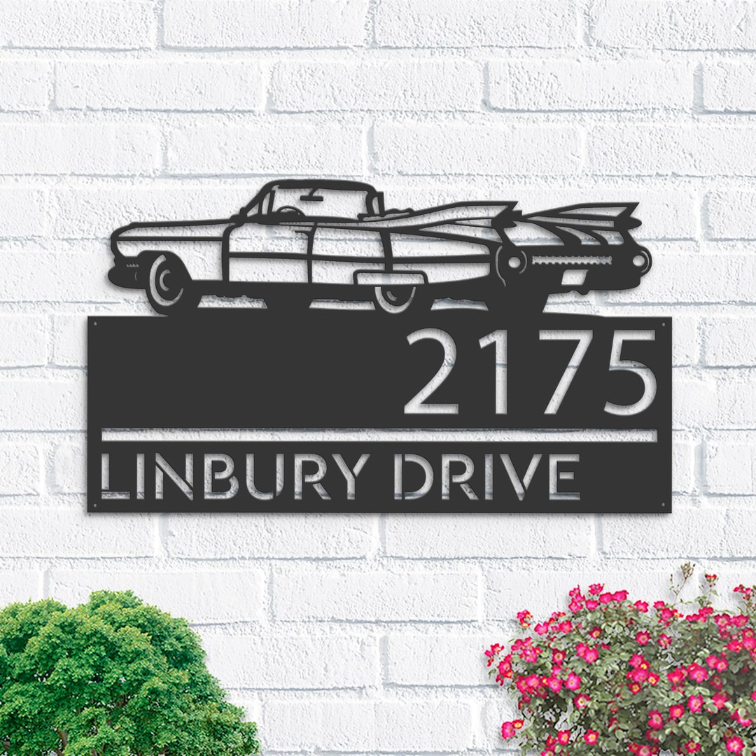 Personalized Old Car Metal Address Sign House Number Hanging Address ...
