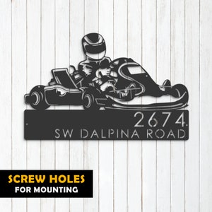 Personalized Go Kart Driver Racing Metal Address Sign | Hanging Address ...