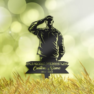 Personalized Veteran US Army Memorial Stake, Metal Stake, Sympathy Sign ...