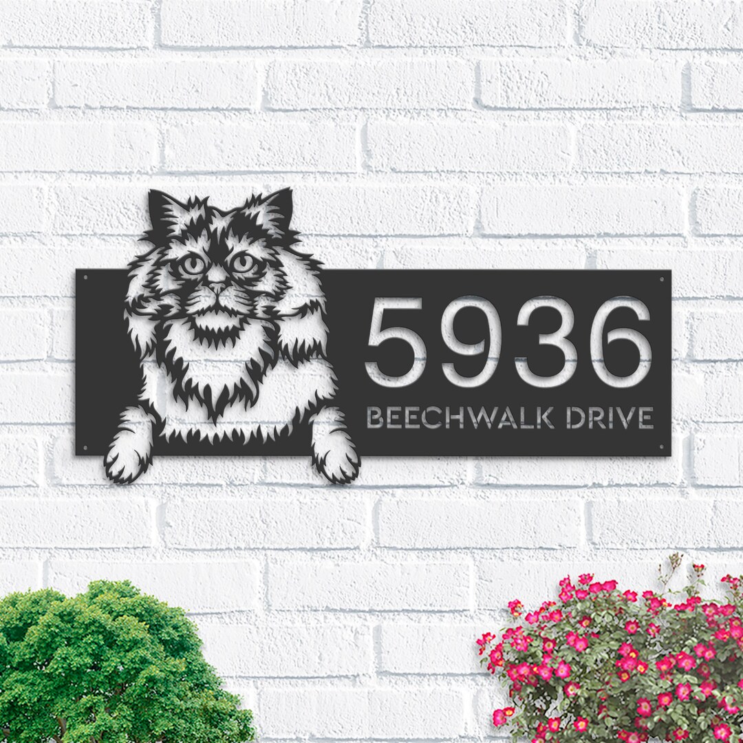 Personalized Selkirk Rex Cute Peeking Cat Kitten Metal Address Sign ...