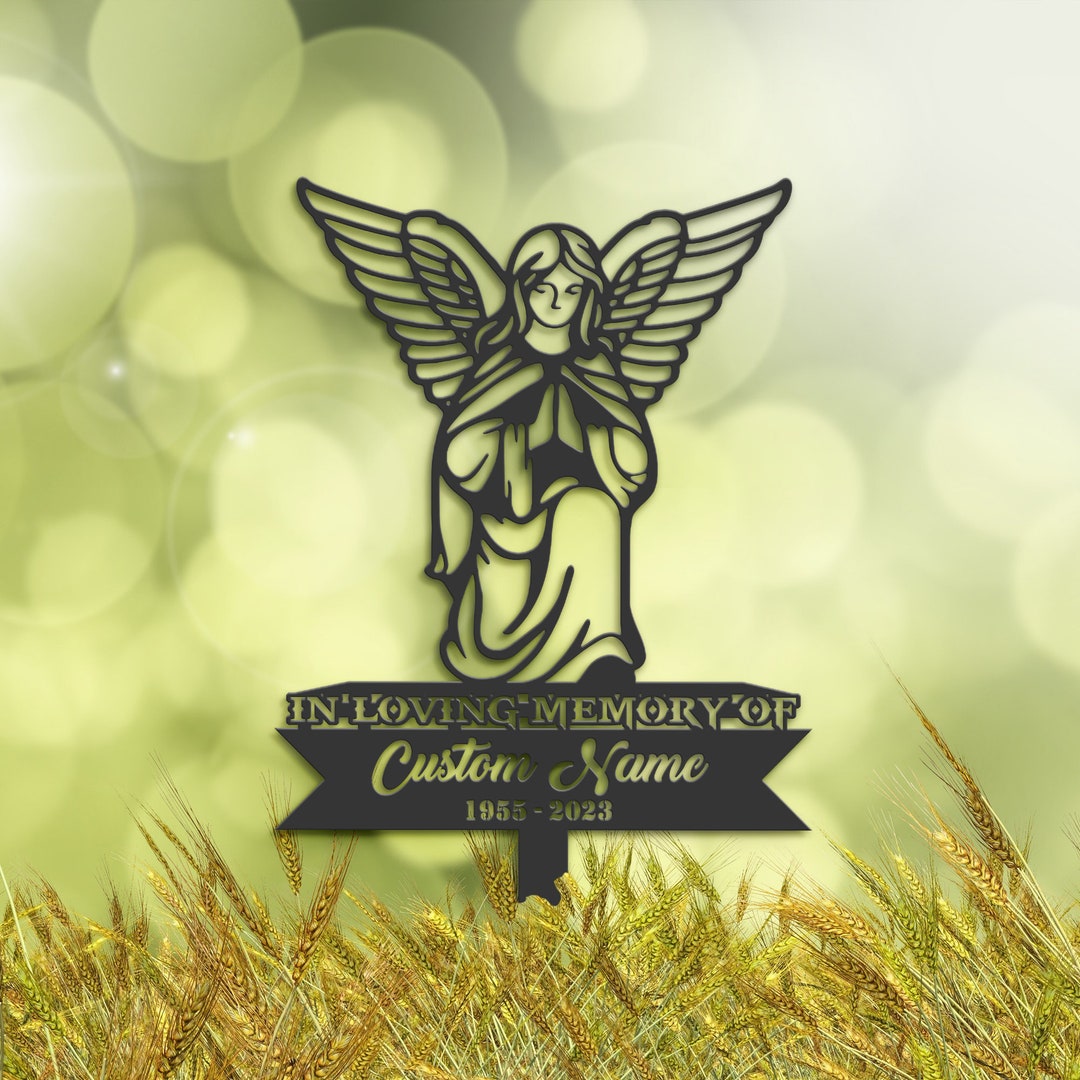 Personalized Angel Memorial Stake: Metal Sympathy Grave Marker - Etsy