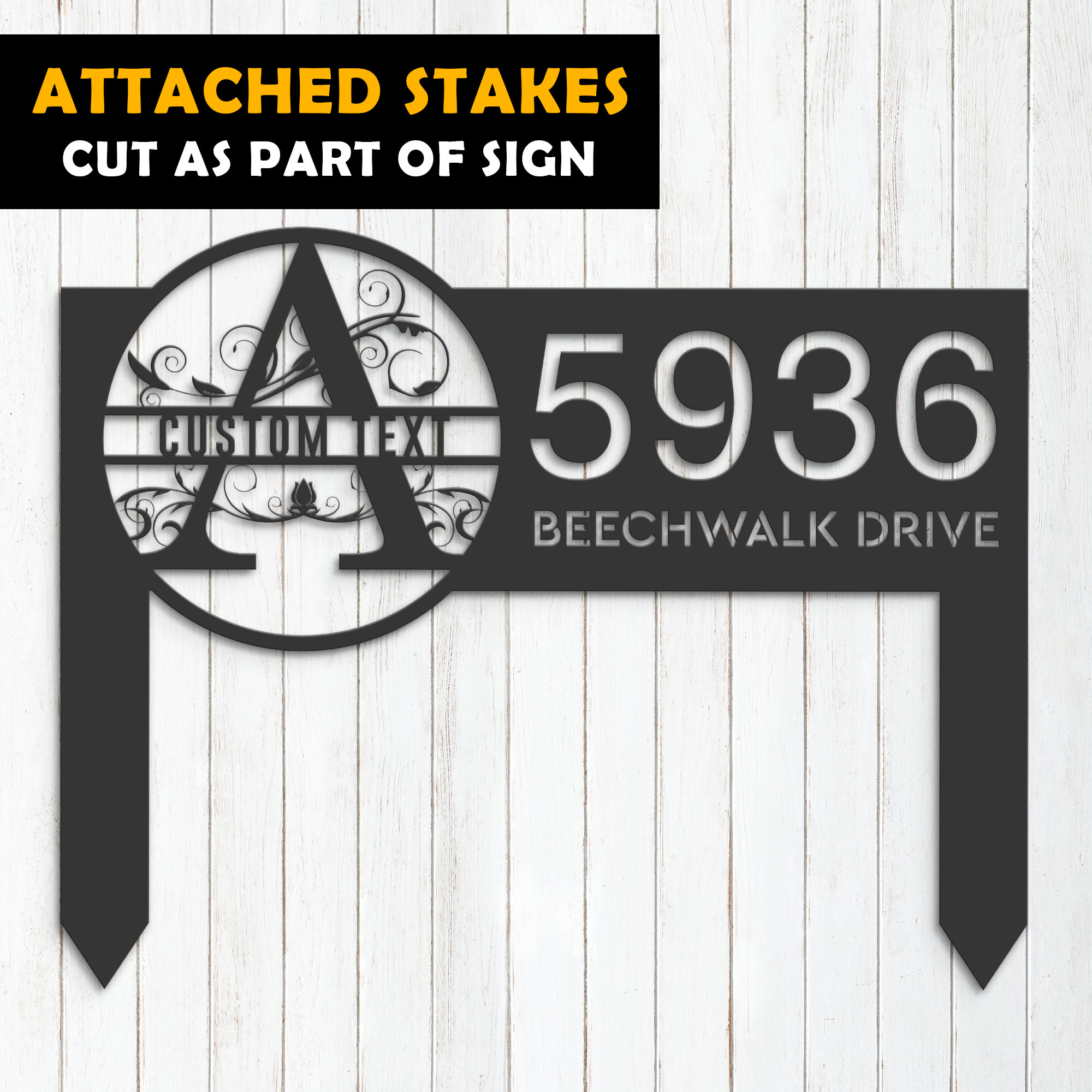 Personalized Family Name Split Letter Monogram Metal Address - Etsy