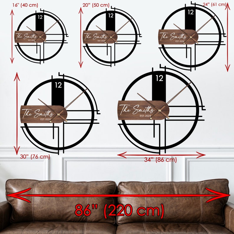 Mid Century Modern Wooden Wall Clock, Large Minimalist Number - Etsy