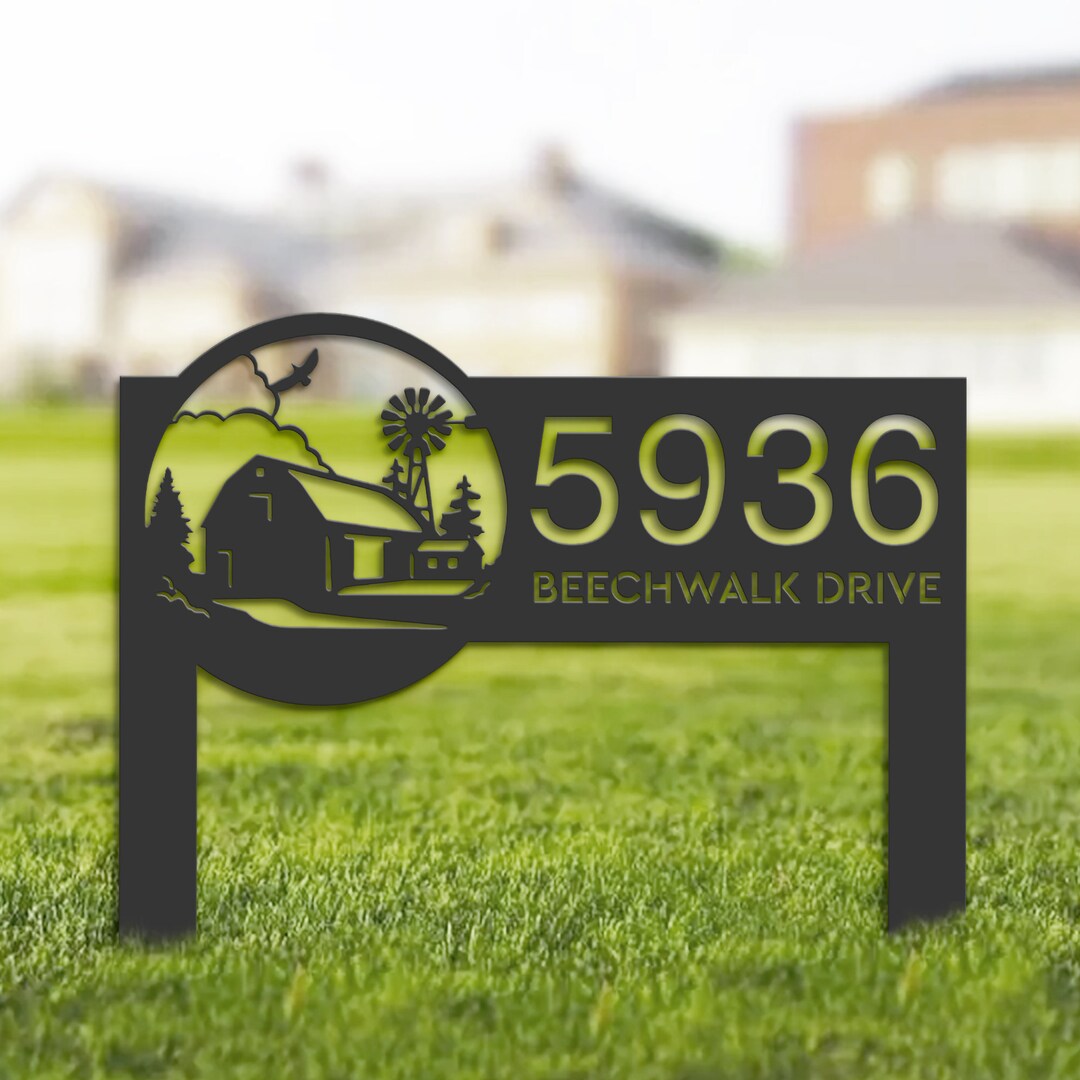 Personalized Farmhouse Ranch Metal Address Sign House Number - Etsy
