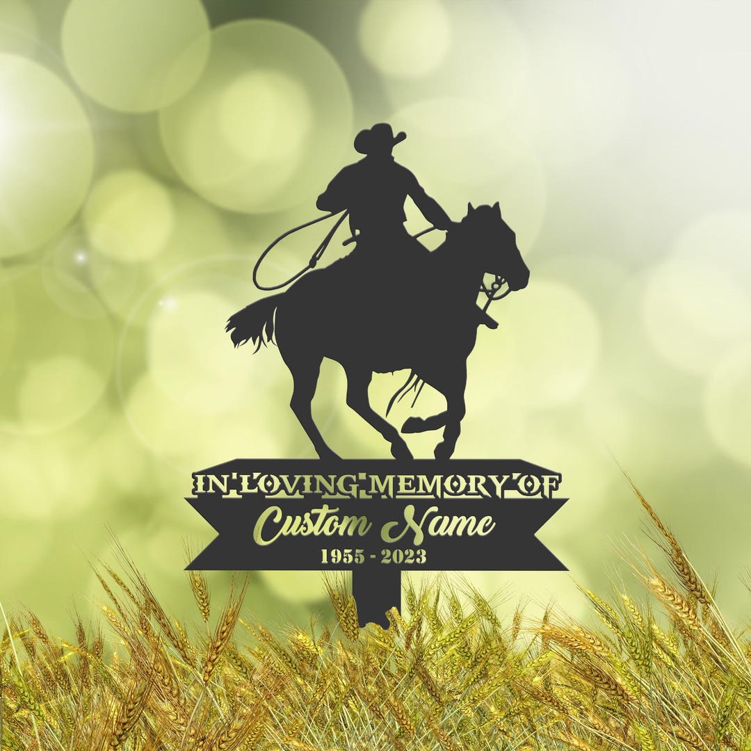Personalized Cowboy Horse Memorial Stake, Metal Grave Marker - Etsy