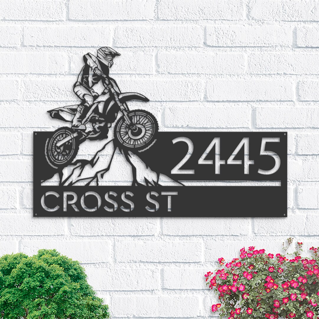 Personalized Dirtbike Motocross Rider Mountain Climbing Metal Address ...