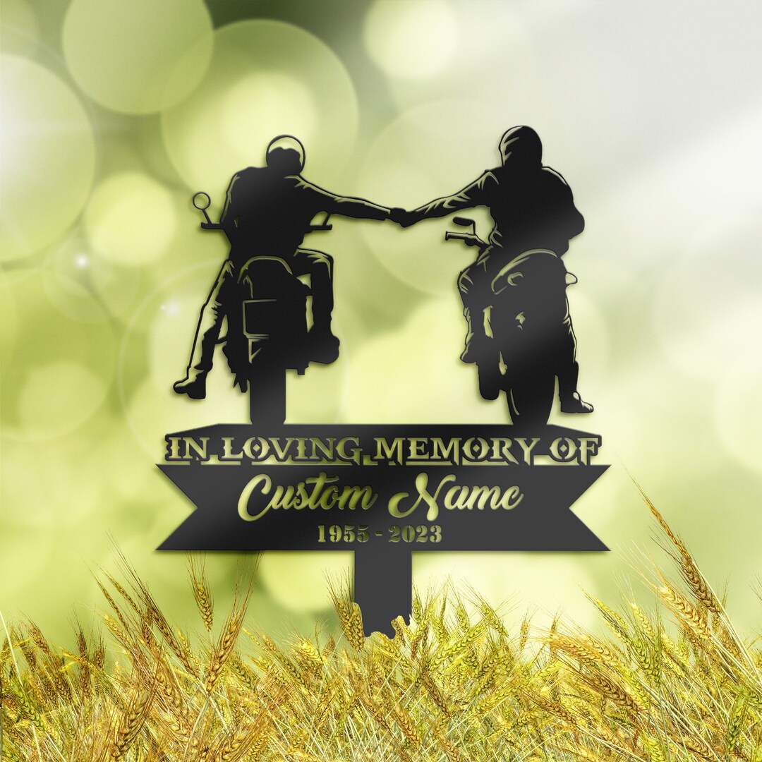 Personalized Biker Motocycle Rider Memorial Stake, Metal Stake ...