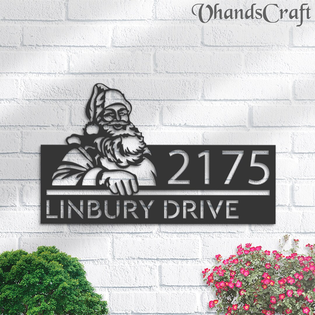 Personalized Santa Claus Metal Address Sign | Holiday Decor - Etsy