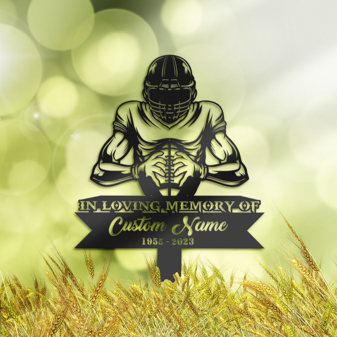 Personalized Football Player Memorial Stake, Metal Stake, Sympathy Sign ...