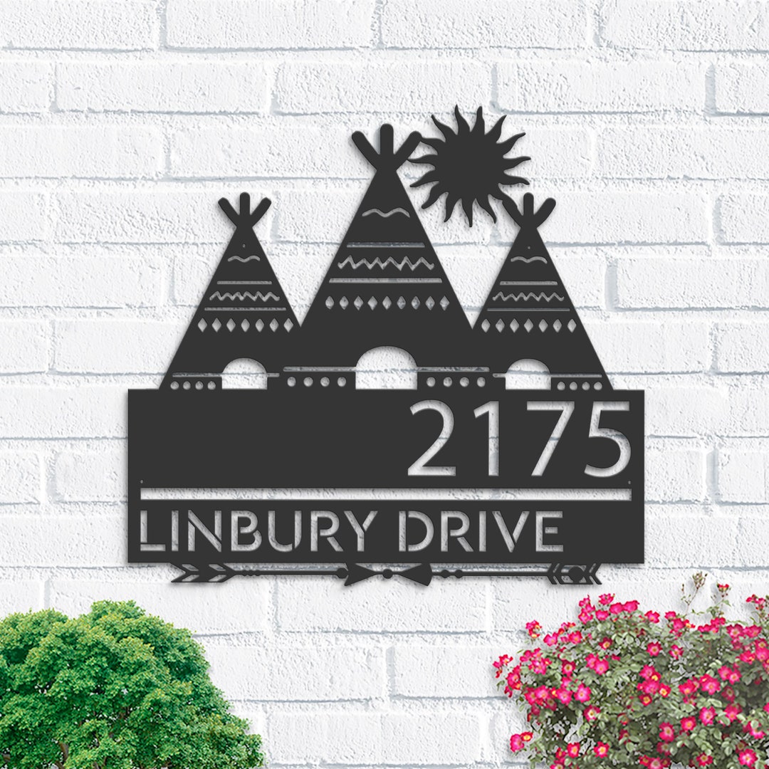 Personalized Native American Teepee Metal Address Sign House Number ...