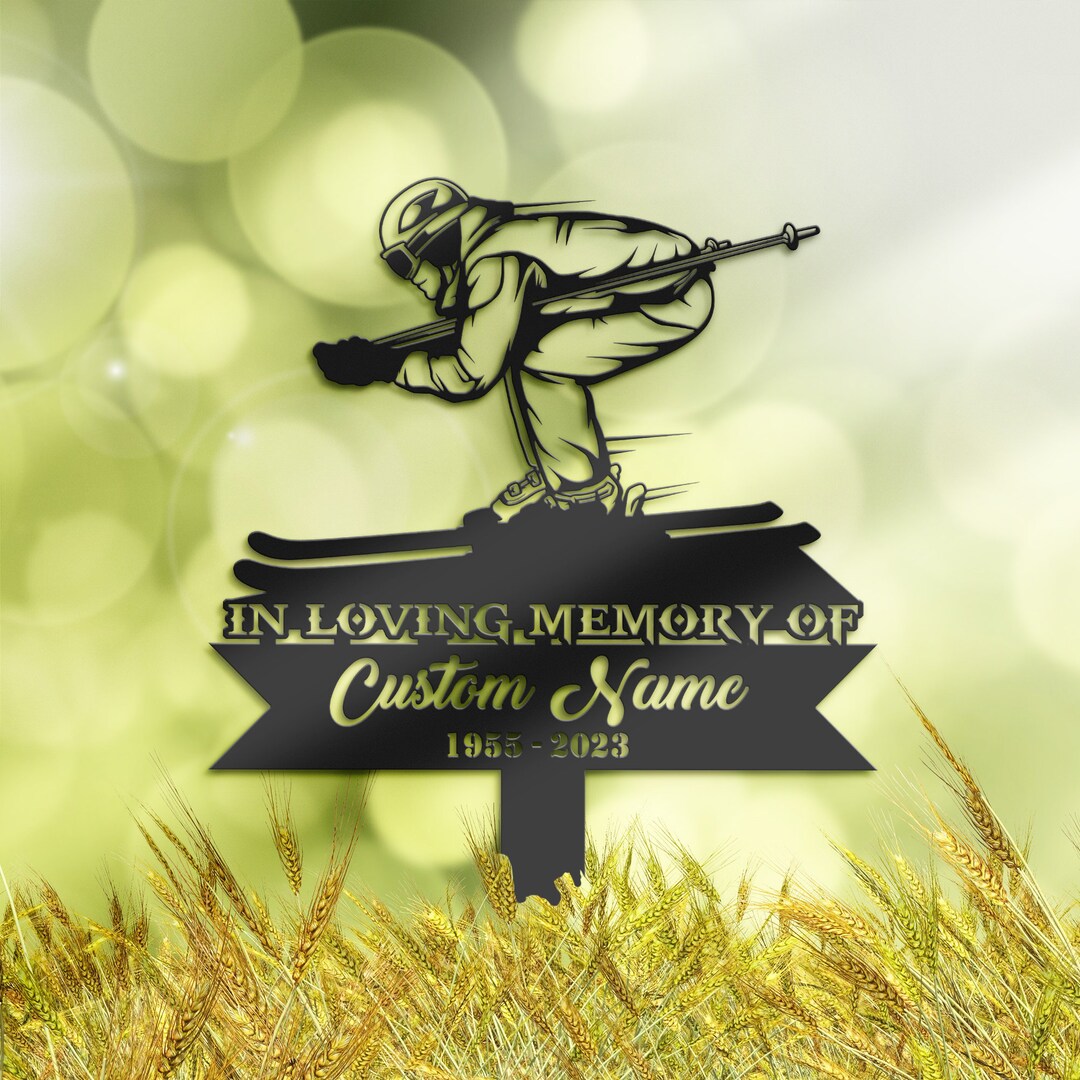 Personalized Skiing Skier Memorial Stake, Metal Stake, Sympathy Sign ...