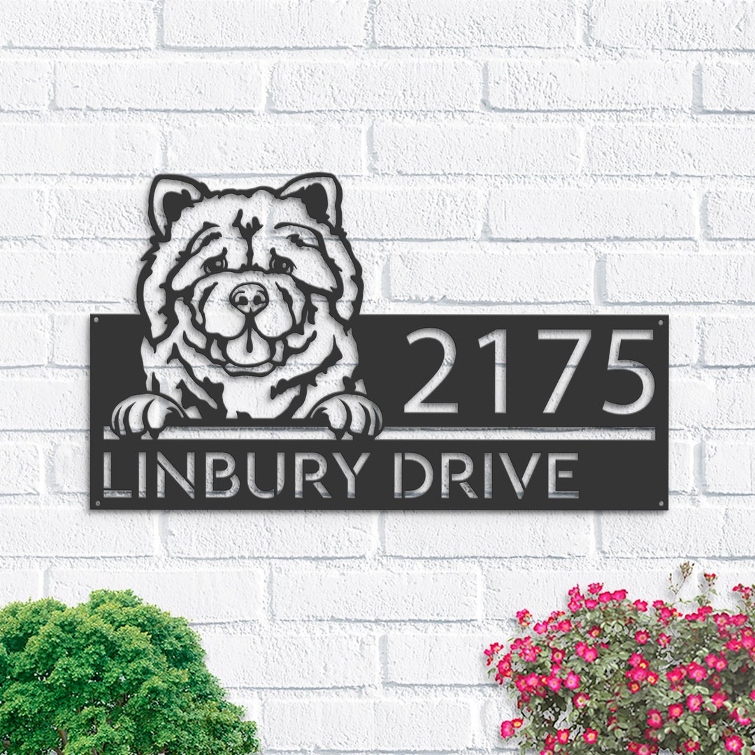 Personalized Chow Chow Dog, Puppy Metal Address Sign House Number ...