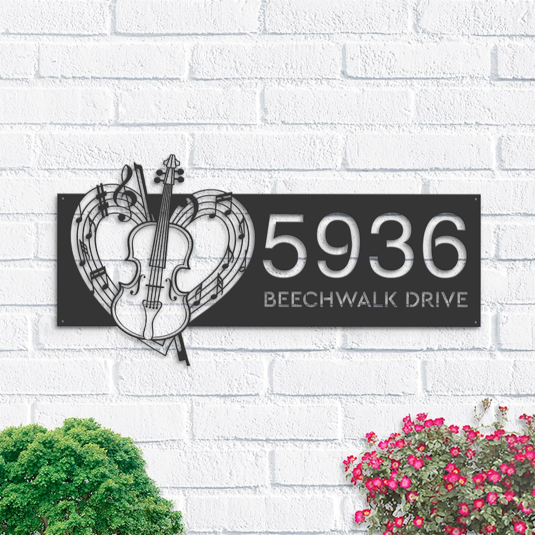Personalized Love Violin Music Notes Metal Address Sign House Number ...
