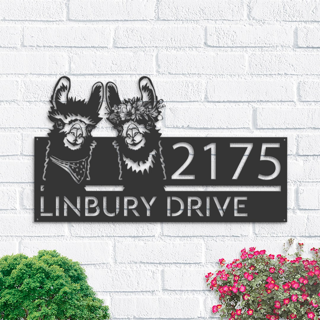 Personalized Llamas Metal Address Sign | Hanging or Stake Plaque - Etsy