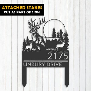 Personalized Elk Deer Wildlife Scene Metal Address Sign House Number ...