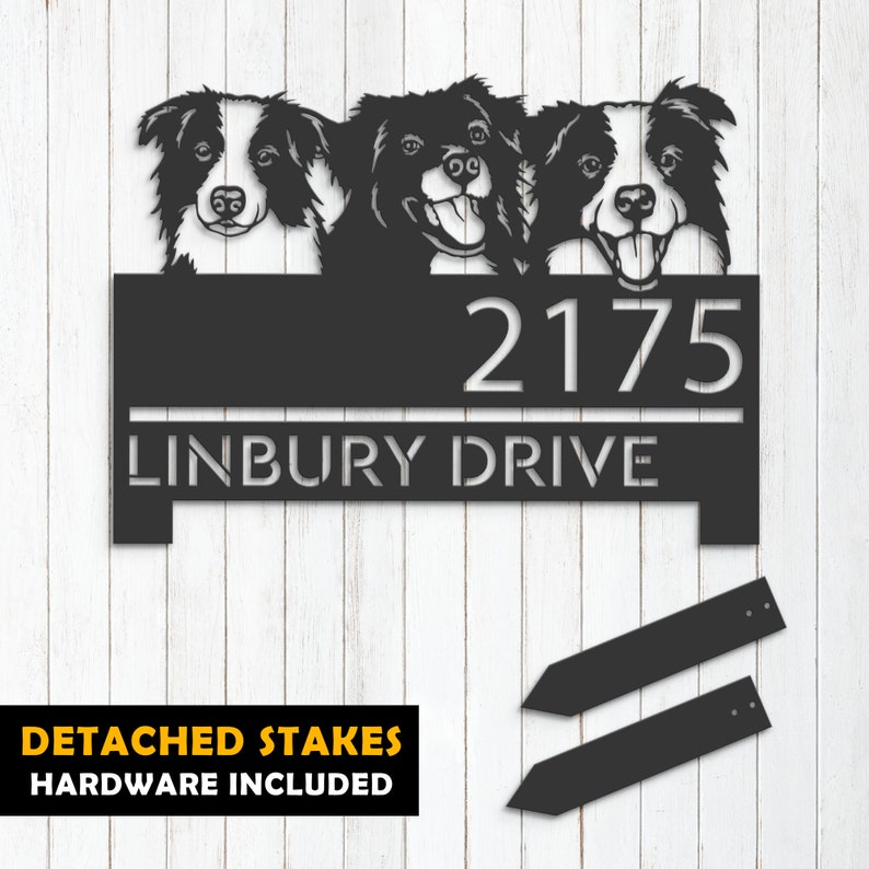 Personalized Peeking Dogs Border Collie Metal Address Sign - Etsy