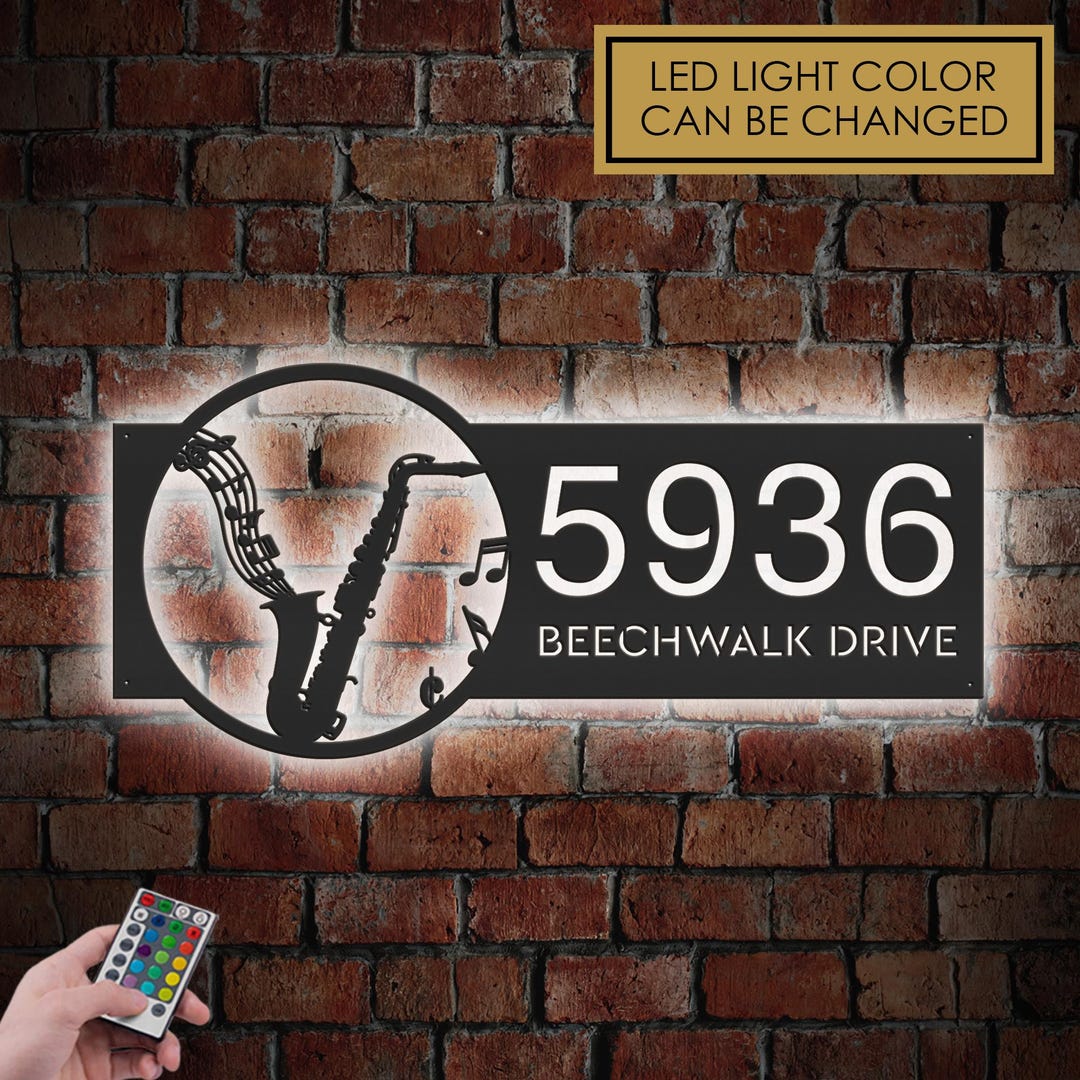 Personalized Saxophone Musical Instrument Music Notes Metal Address ...