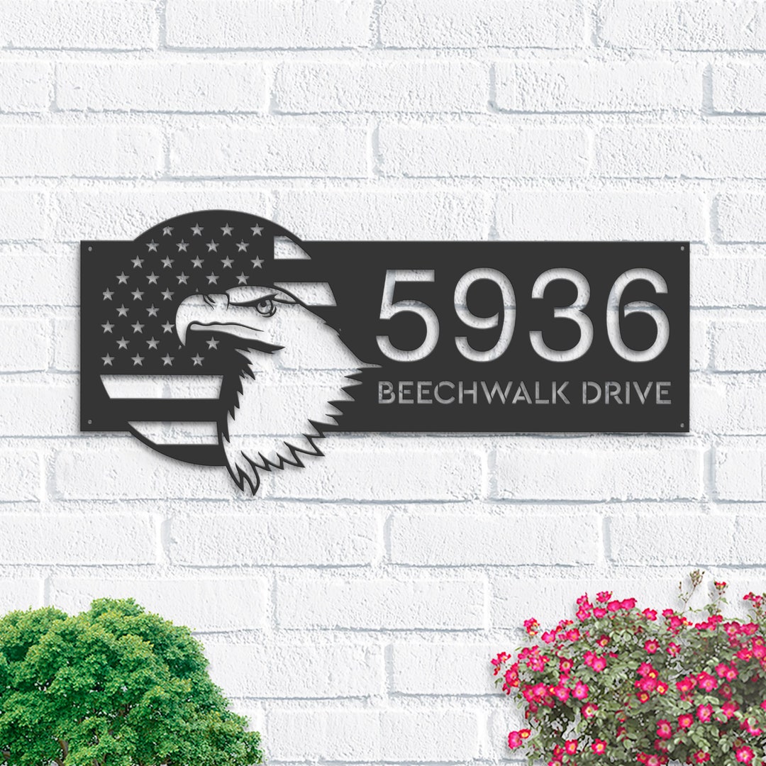 Personalized Metal Eagle Address Sign, Patriotic House Number Plaque - Etsy