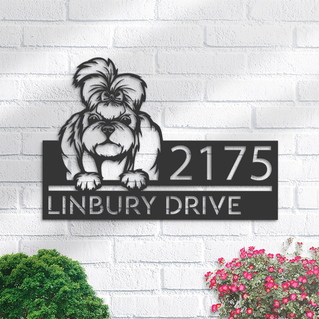 Personalized Shih Tzu Dog, Puppy Metal Address Sign House Number ...