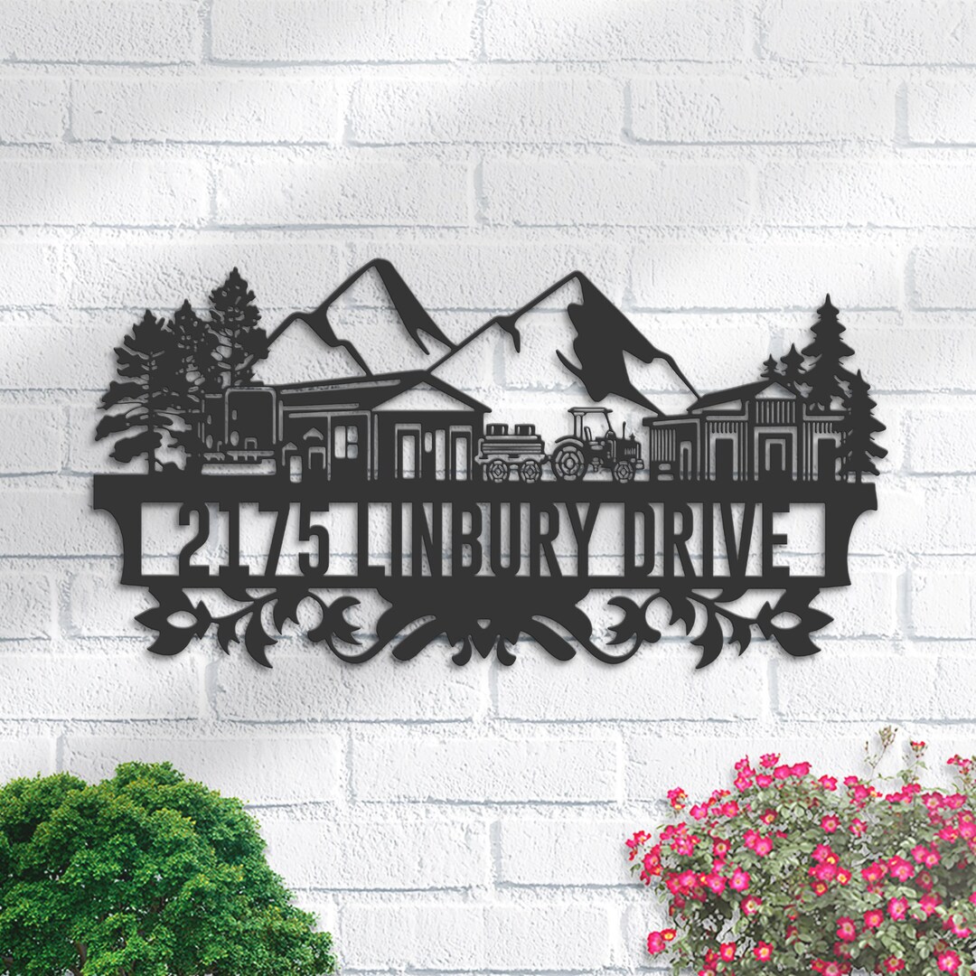 Personalized Farm Ranch Metal Address Sign House Number Hanging Address ...
