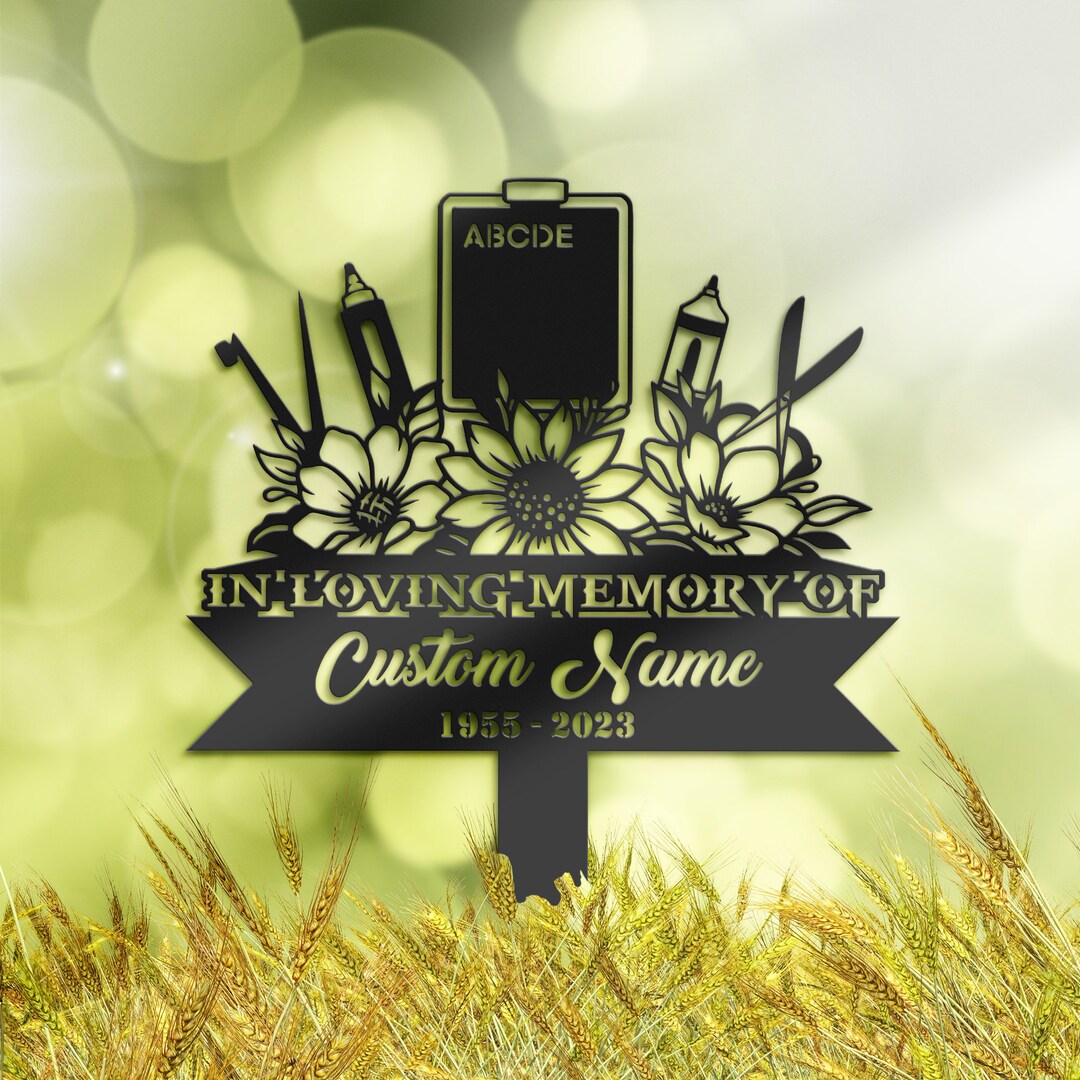 Personalized Floral Teacher Memorial Stake, Sympathy Grave Marker - Etsy