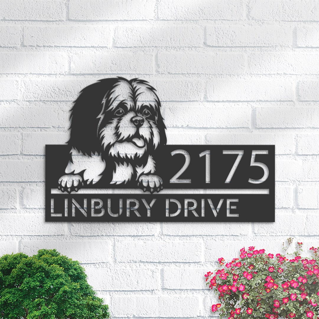 Personalized Shih Tzu Dog, Puppy Metal Address Sign House Number ...
