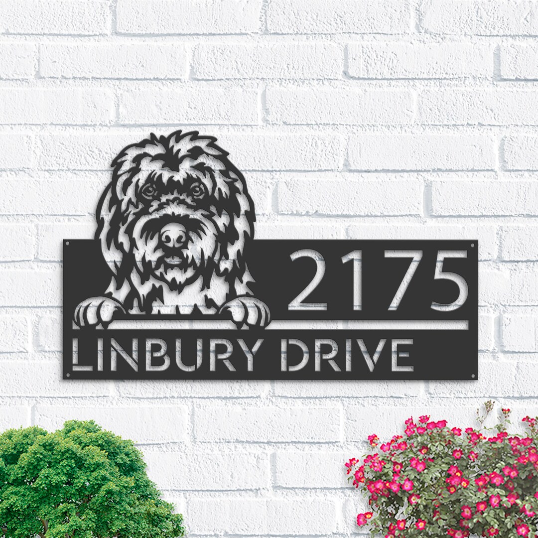 Personalized Old English Sheepdog Cute Puppy Metal Address Sign House ...