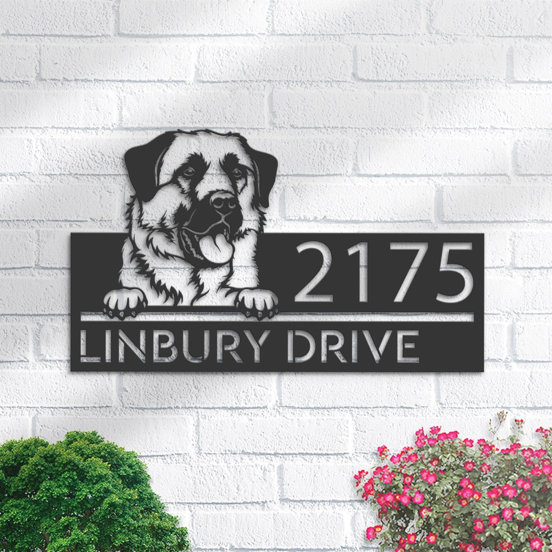 Personalized Anatolian Shepherd Dog, Puppy Metal Address Sign House ...