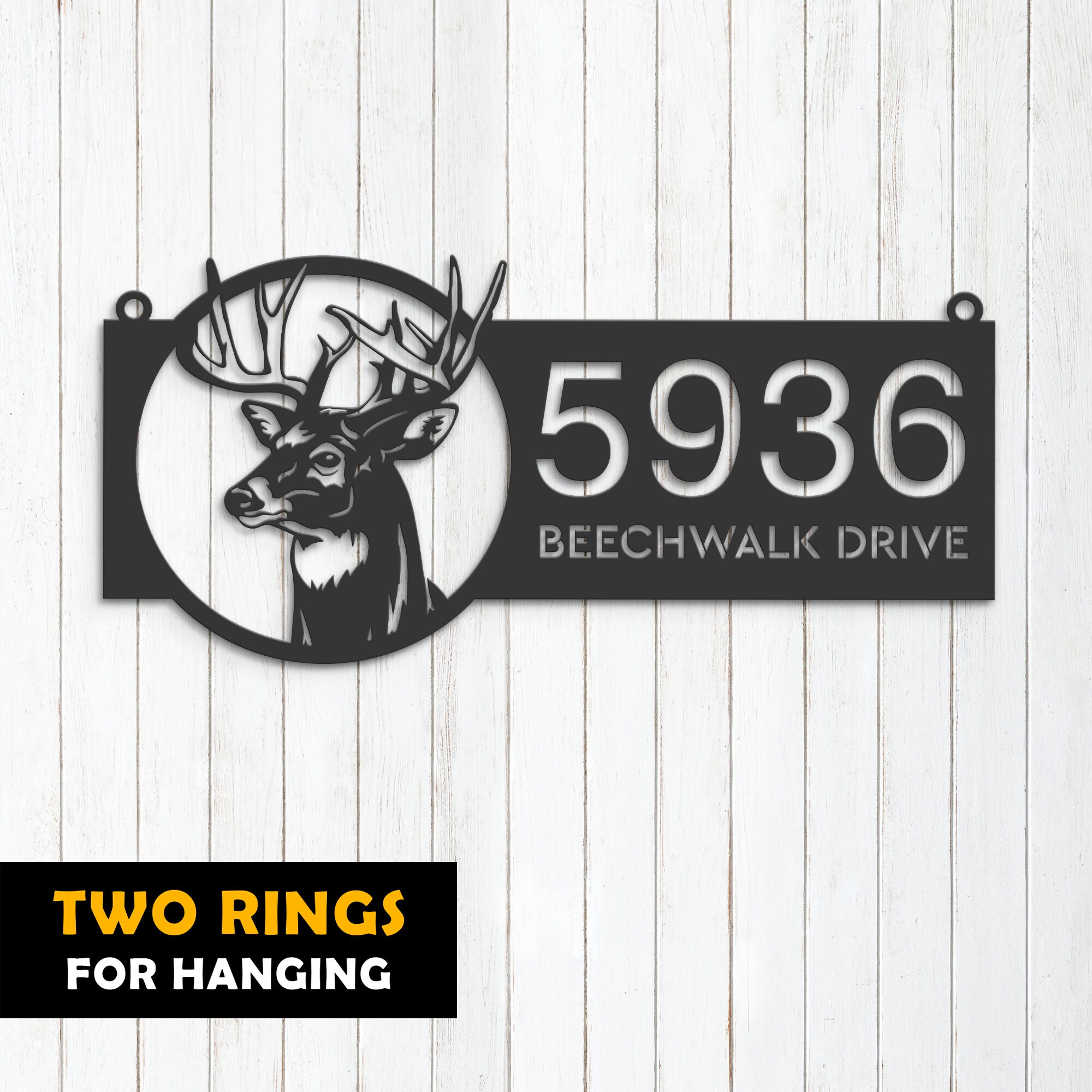 Personalized Deer Head Metal Address Sign, House Number Plaque - Etsy