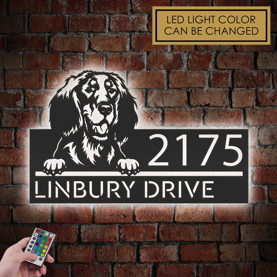 Personalized Peeking Gordon Setter Dog, Cute Puppy Metal Address Sign ...