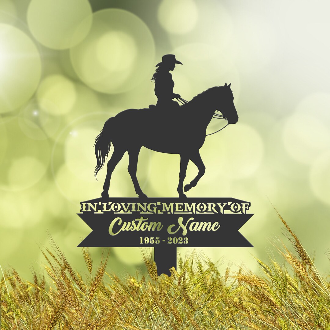 Personalized Cowgirl Memorial Stake, Metal Stake, Sympathy Sign, Grave ...
