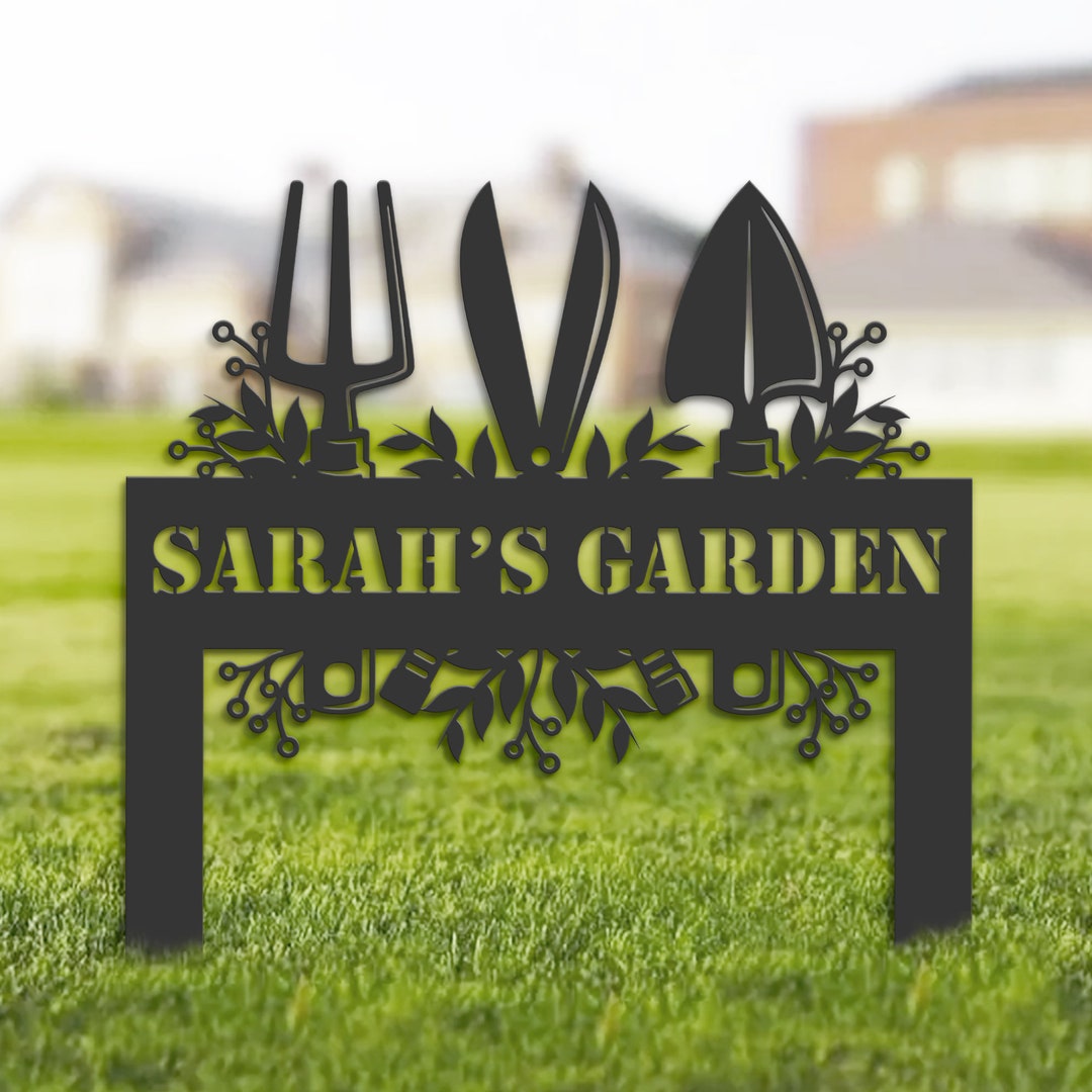 Personalized Garden Tools Metal Garden Sign, Hanging Sign Custom Yard ...