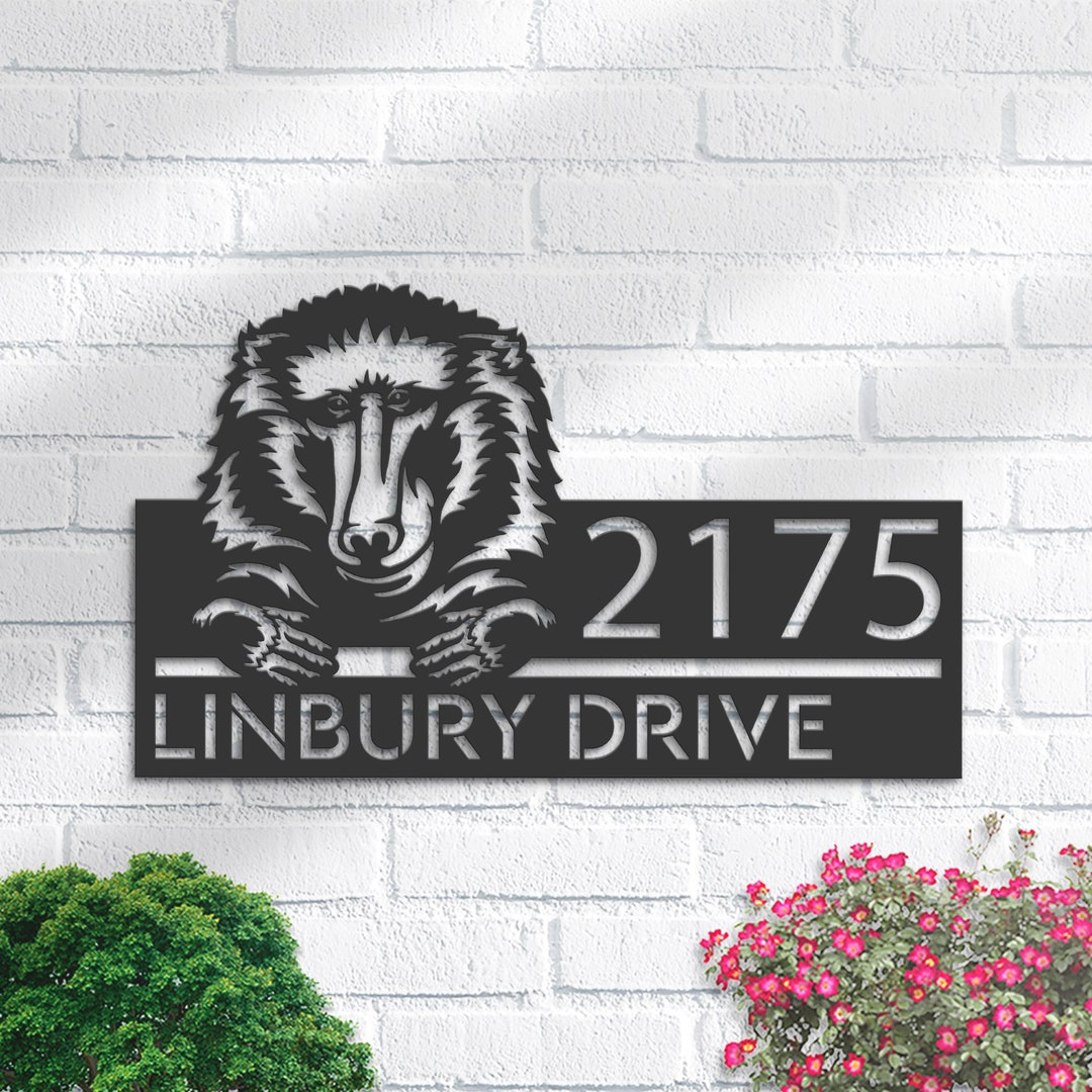 Personalized Peeking Baboon Wild Animal Wildlife Metal Address Sign ...