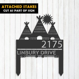 Personalized Native American Teepee Metal Address Sign House Number ...