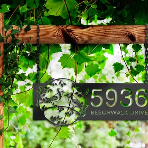 Personalized Blue Jay Birds Couple Metal Address Sign | Custom Hanging ...