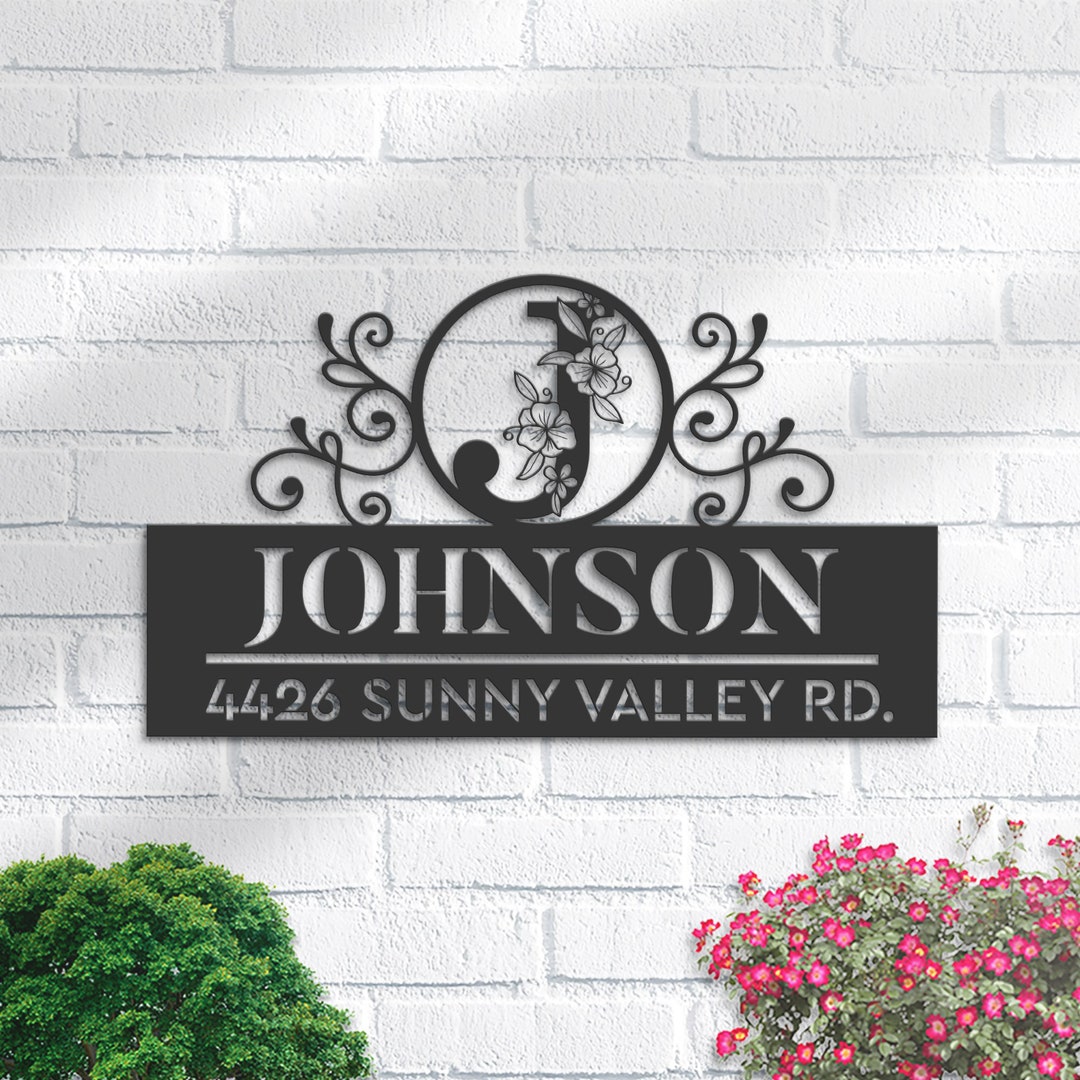 Personalized Monogram Letters Family Name Metal Address Sign House ...