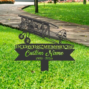 Personalized Airplane Pilot Memorial Stake, Metal Stake, Sympathy Sign ...