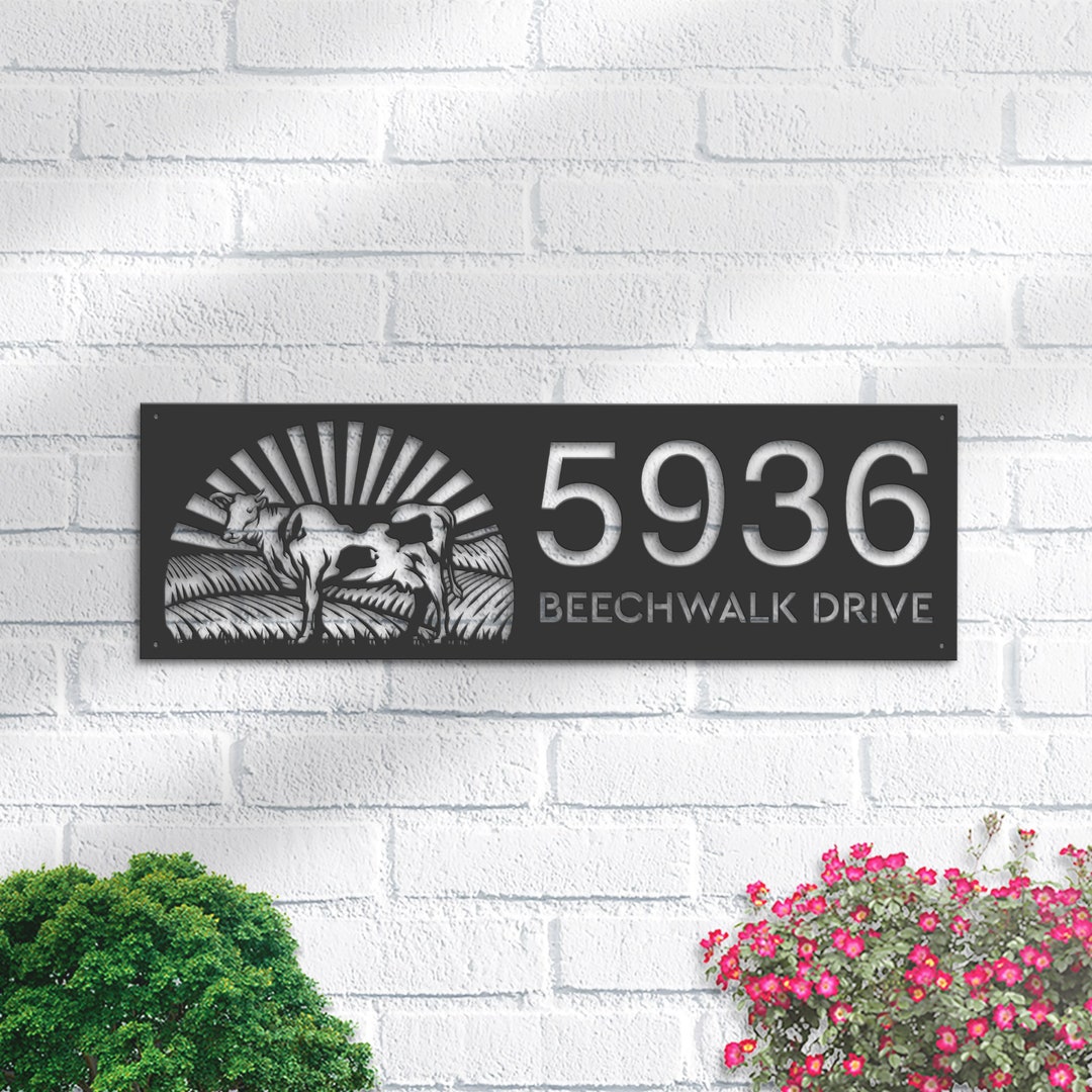 Personalized Cow Address Sign | Metal Farmhouse Decor - Etsy