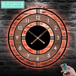 Mid Century Modern Wooden Wall Clock, Large Minimalist Number - Etsy