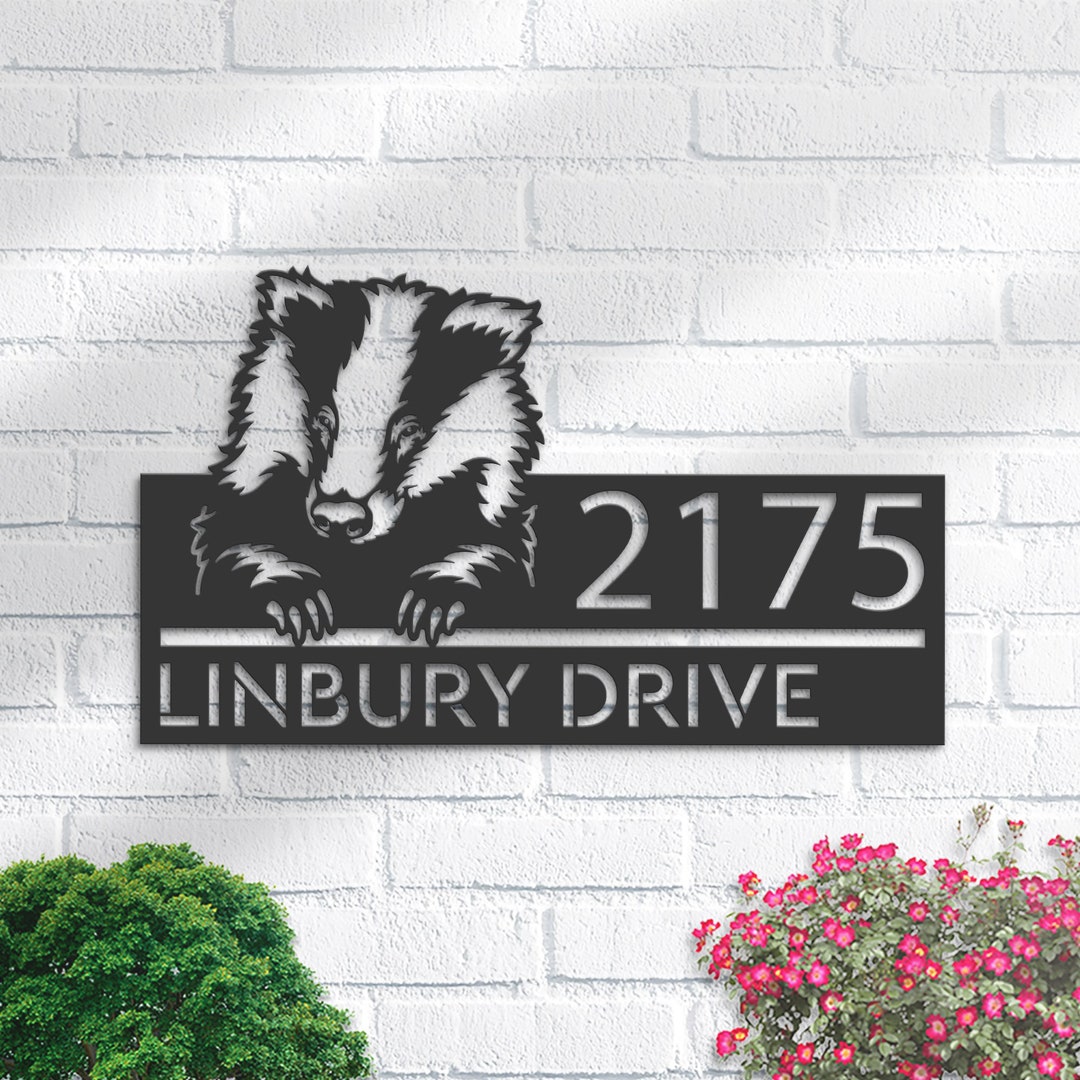 Personalized Peeking Badger Wild Animal Wildlife Metal Address Sign ...