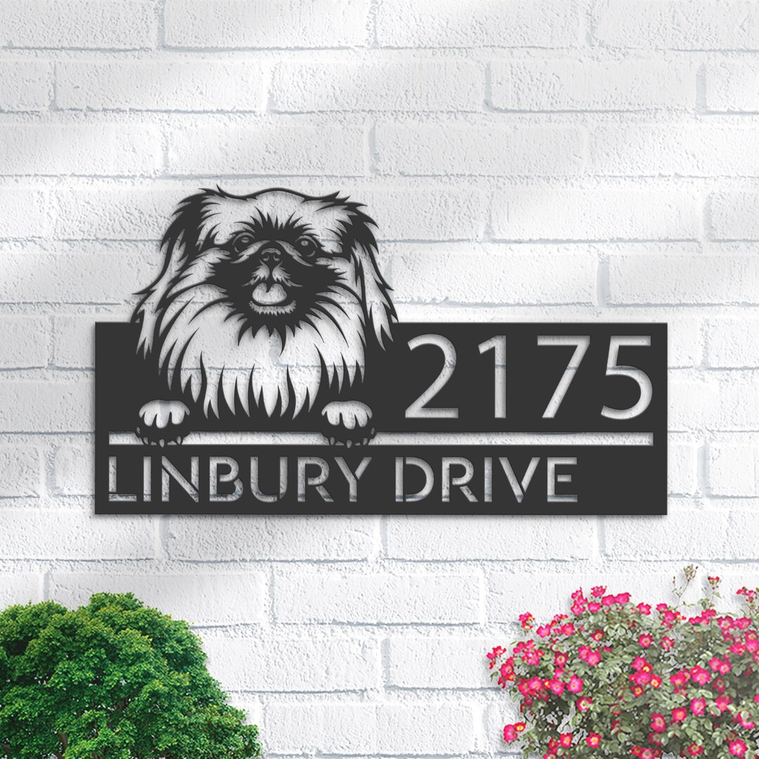 Personalized Pekingese Dog, Puppy Metal Address Sign House Number ...