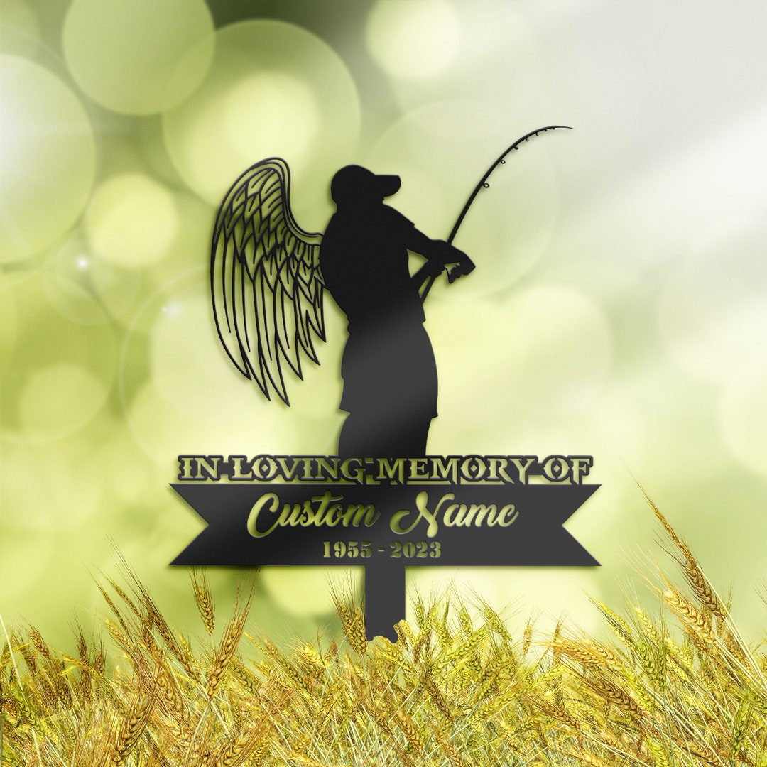 Personalized Fisherman Memorial Stake: Metal Sympathy Sign, Grave ...