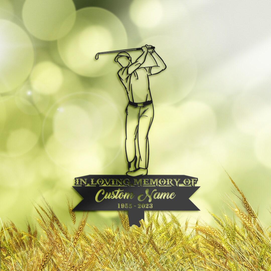 Personalized Golfer Golf Player Memorial Stake, Metal Stake, Sympathy ...