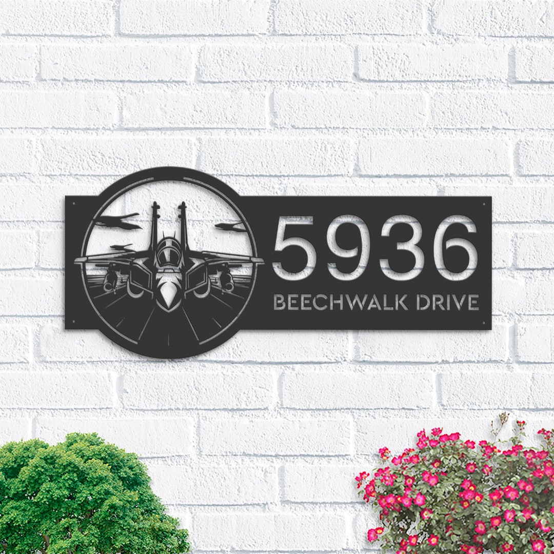 Personalized Jet Fighter Airplane US Airforce Metal Address Sign Custom ...