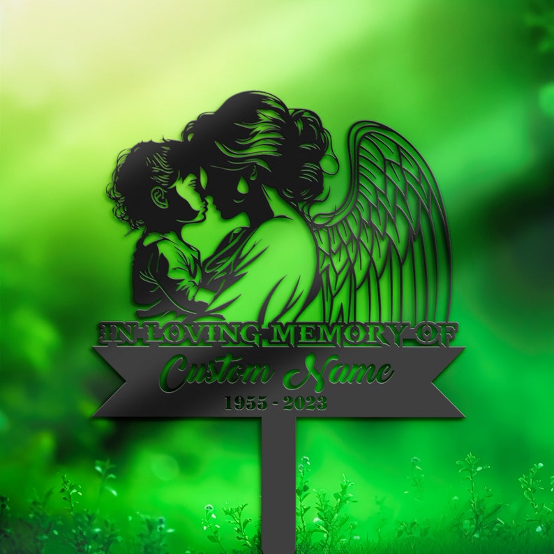 Personalized Angel Mother and Baby Memorial Stake Metal - Etsy